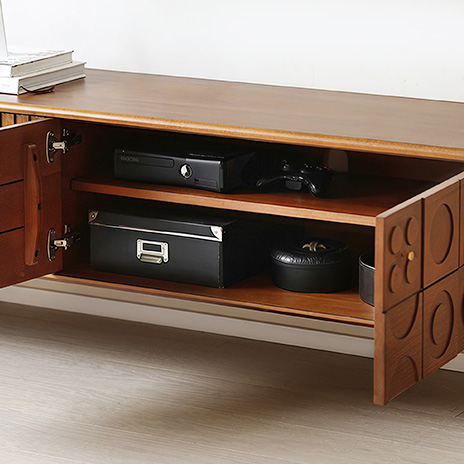 Hernest | 80" Mid Century Solid Wood Vintage TV Stand with Pictograph ...