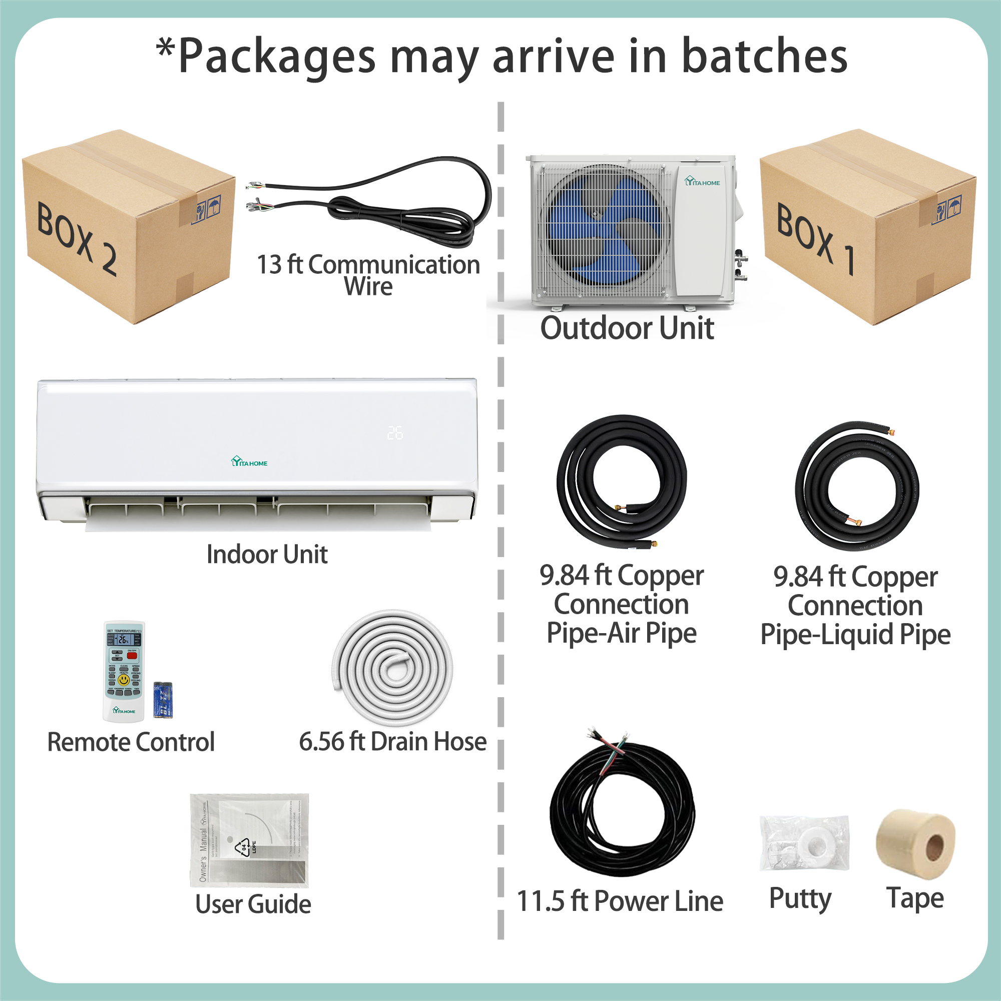 Yitahome | 12000 BTU 1 Ton 21 SEER2 Ductless Air Conditioner Heating ...