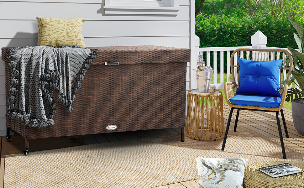 Yitahome | 120 Gallon Outdoor Wicker Storage Top Or Front Opening ...