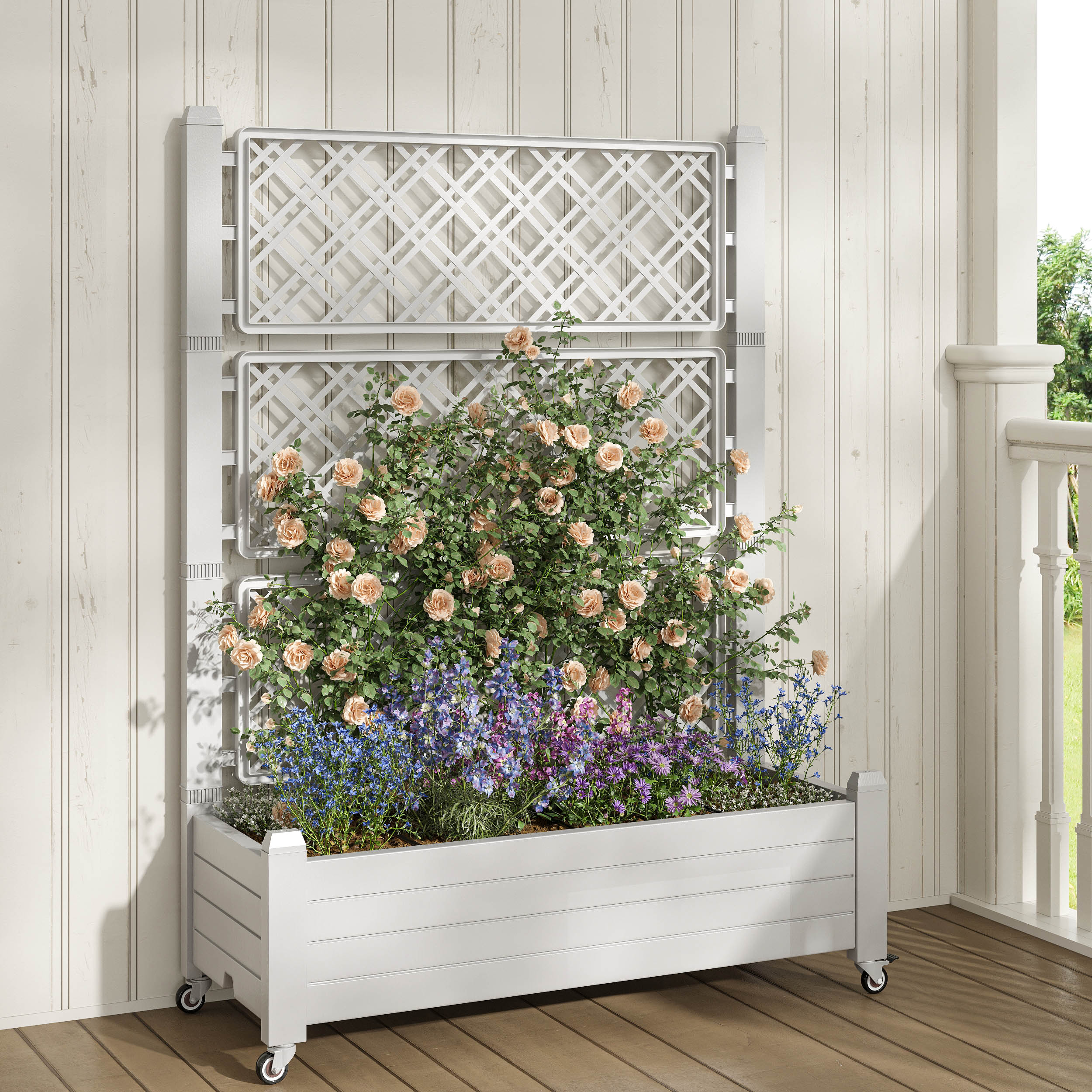 Resin Garden Planters With Trellis | Fasci Garden