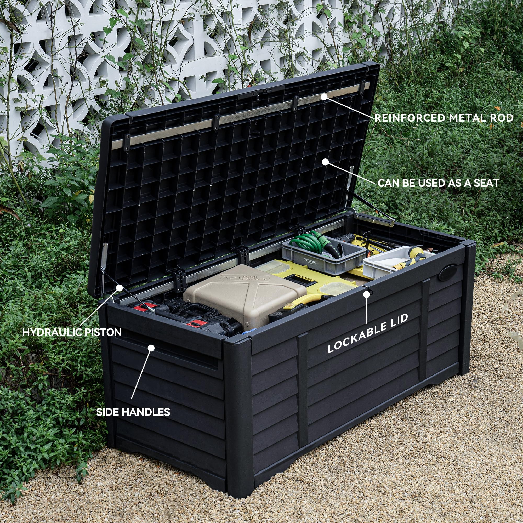 Lockable Deck Box YITAHOME 120-Gallon Outdoor Storage Deck Box ...