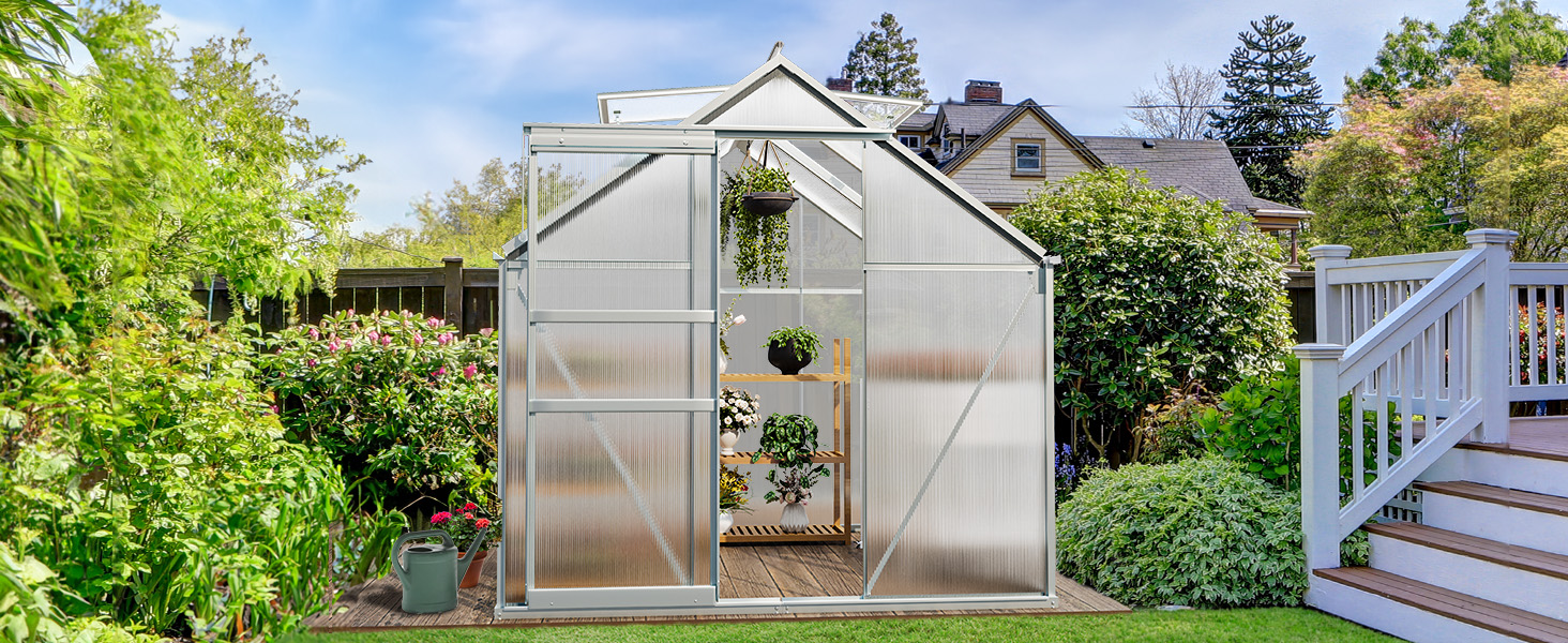 Yitahome | 6 x 12 FT Backyard Polycarbonate Greenhouse Kit with Sliding ...