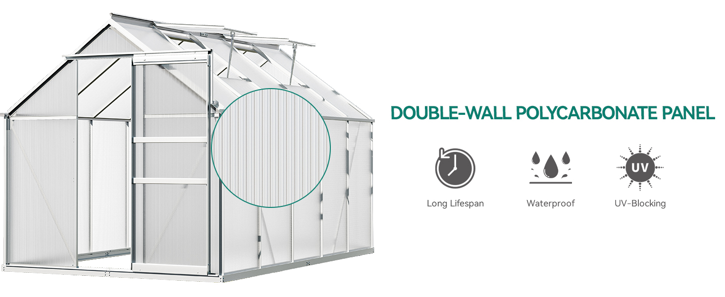 Yitahome | 6 x 12 FT Backyard Polycarbonate Greenhouse Kit with Sliding ...