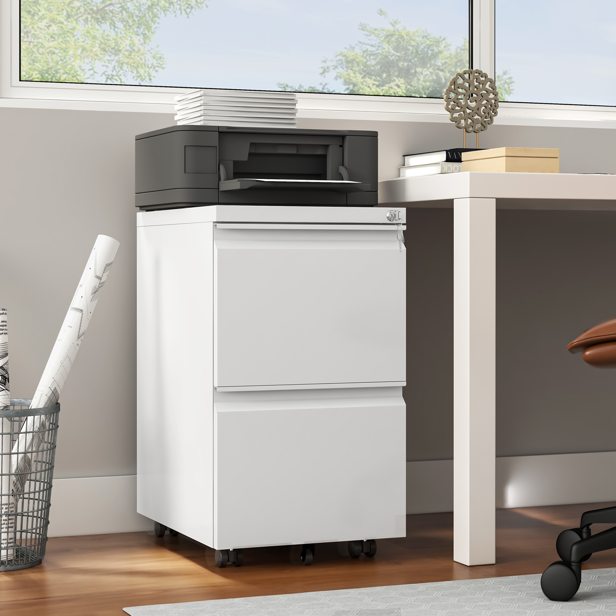 2 drawer white file cabinet with wheels store