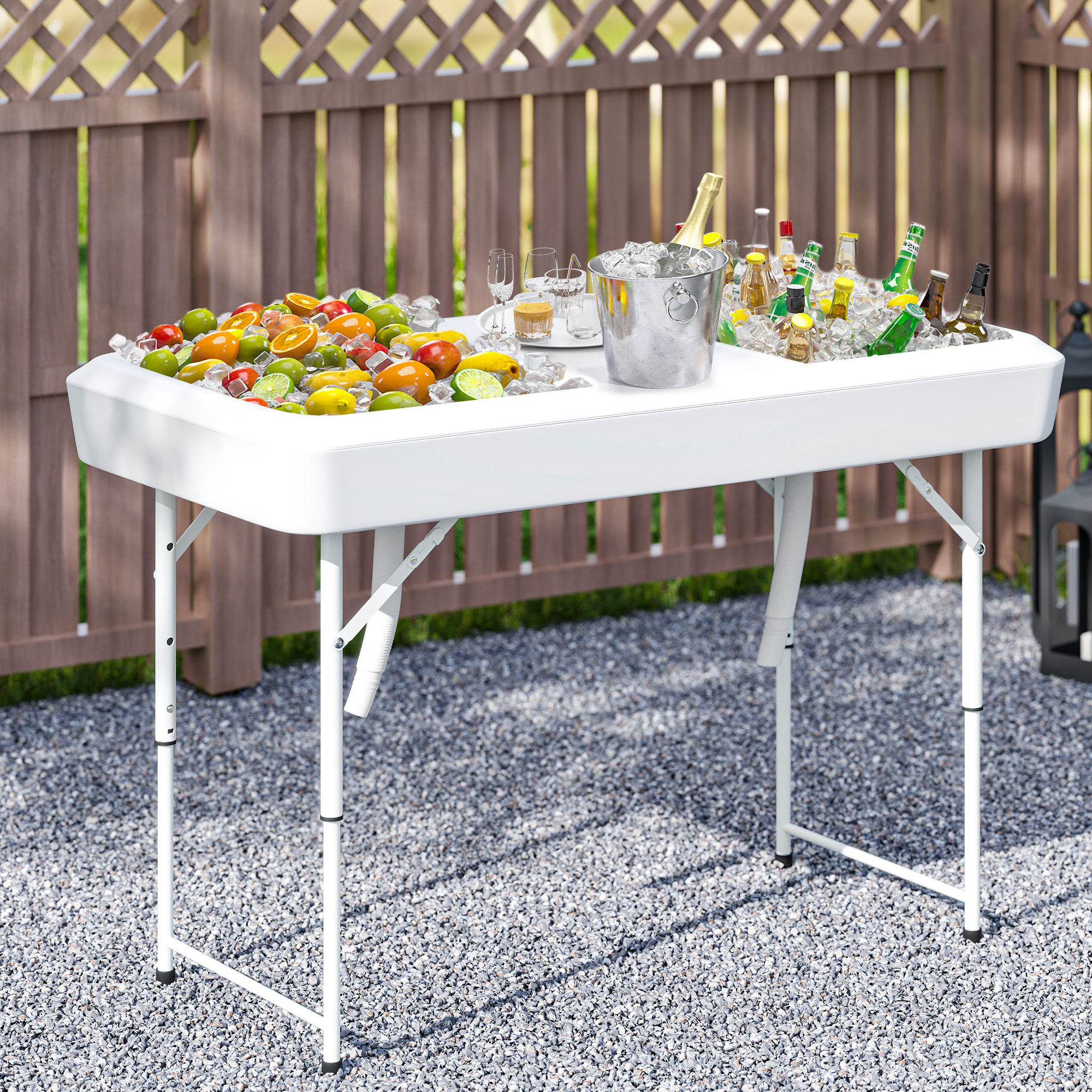 Yitahome Folding Outdoor Cooler Table 4FT Ice Cooler Table with Drain for Food Beverage Buffet Server