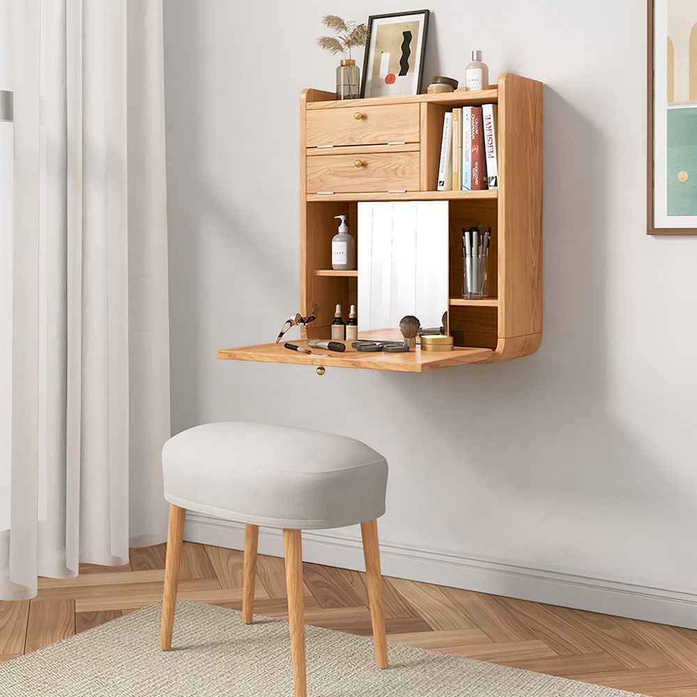 Hernest | Modern 22.8" Wall Mount Makeup Vanity With Mirror & Drawers ...