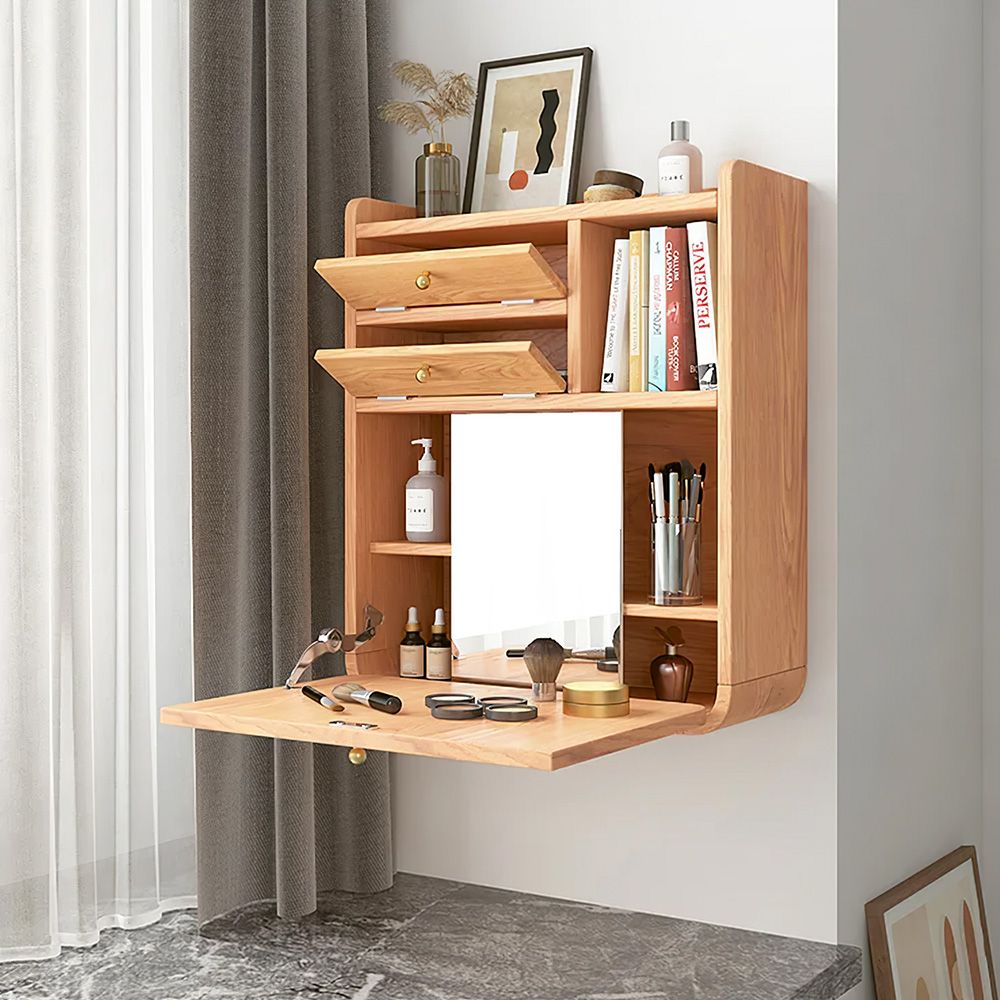 Hernest | Modern 22.8" Wall Mount Makeup Vanity With Mirror & Drawers ...