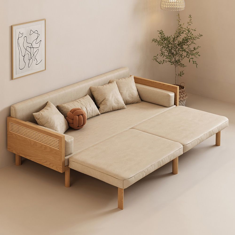 Hernest | 82.6" Modern Ash Solid Wood 3 Seater Convertible Sofa Bed ...