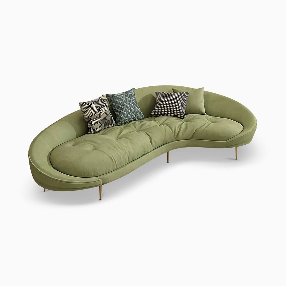 Hernest | Modern 63" Green Velvet Curved Sofa Loveseat Sofa Pillows ...