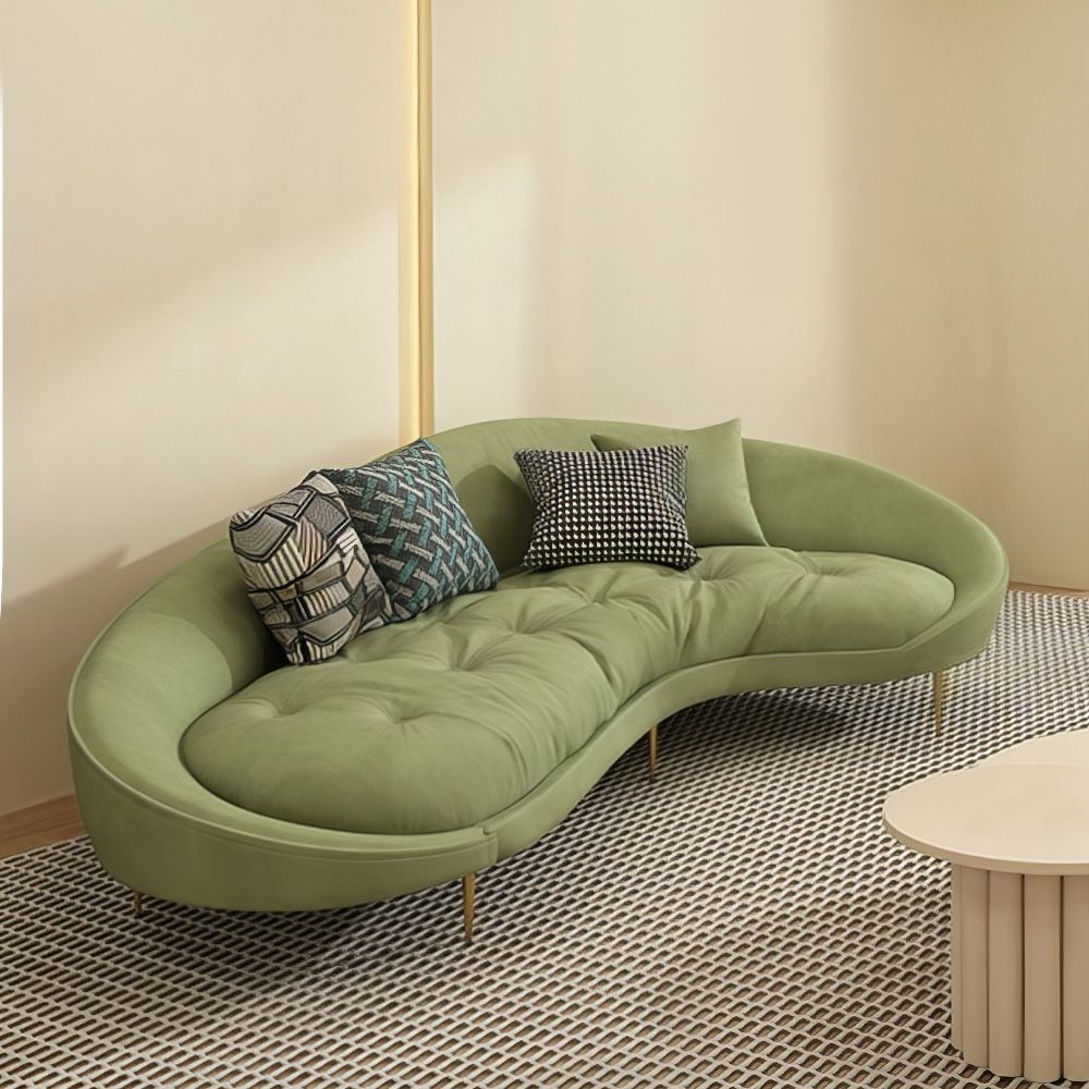 Hernest | Modern 63" Green Velvet Curved Sofa Loveseat Sofa Pillows ...