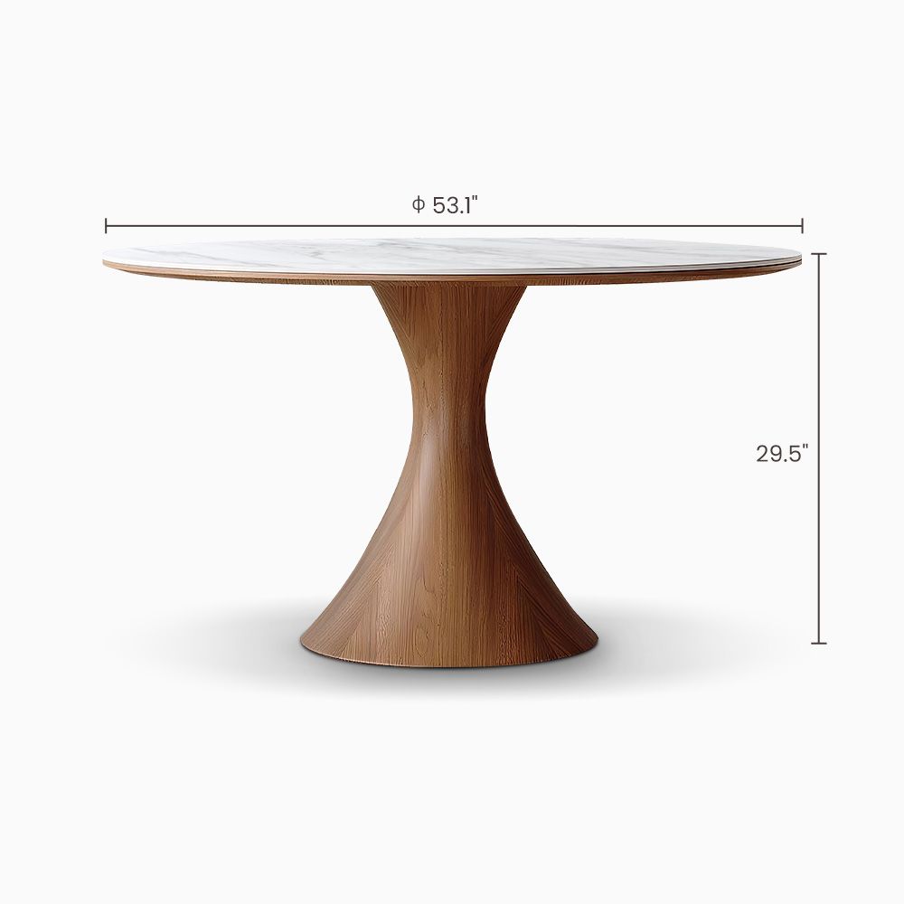 Hernest | Walnut Round Small Apartment Dining Table with Sintered Stone ...