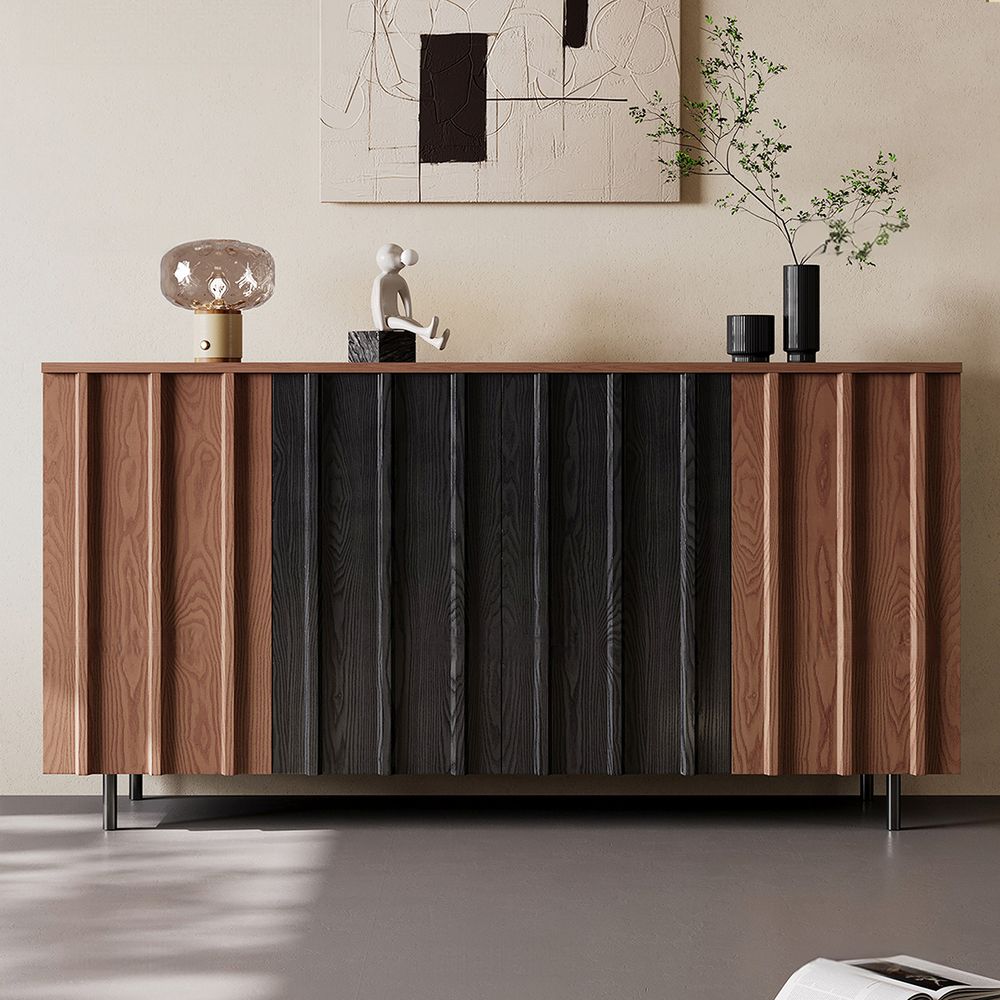 Hernest | 55 Inch Mid-Century Modern Solid Wood Sideboard with ...