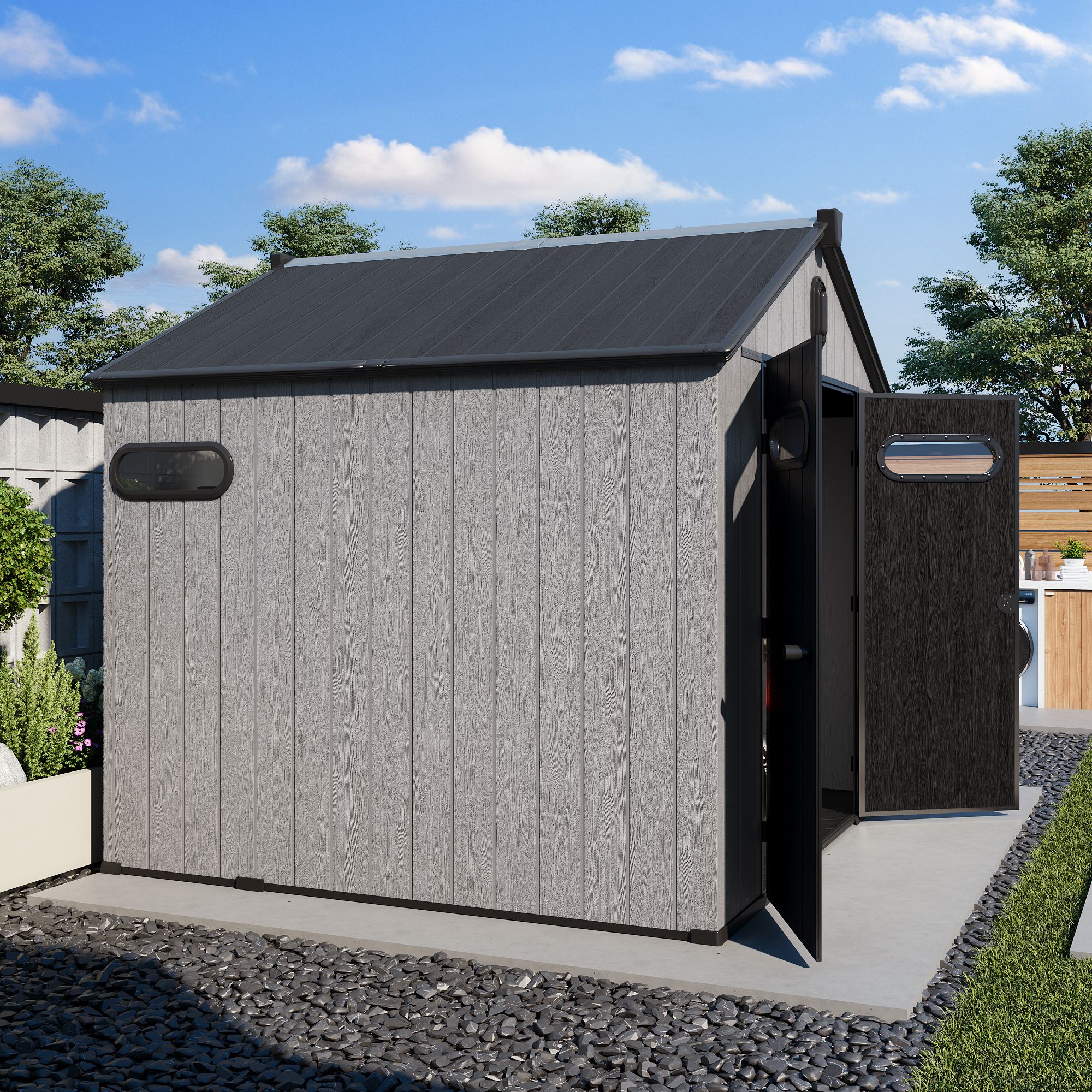 Resin Storage Shed Waterproof Outdoor Plastic Garden Storage Shed ...