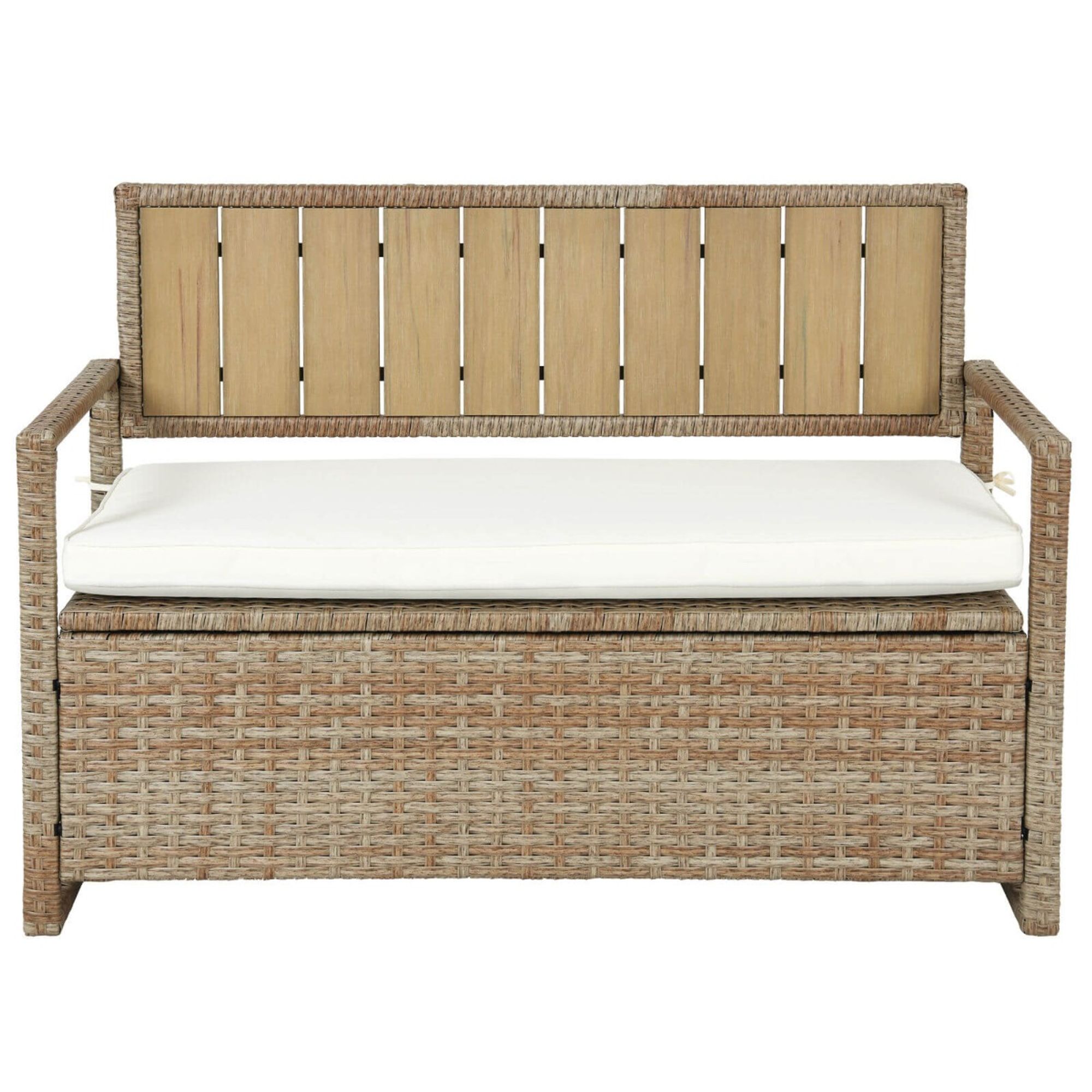 Rattan Deck Box With Cushion YITAHOME 70 Gallon Outdoor Storage Bench ...
