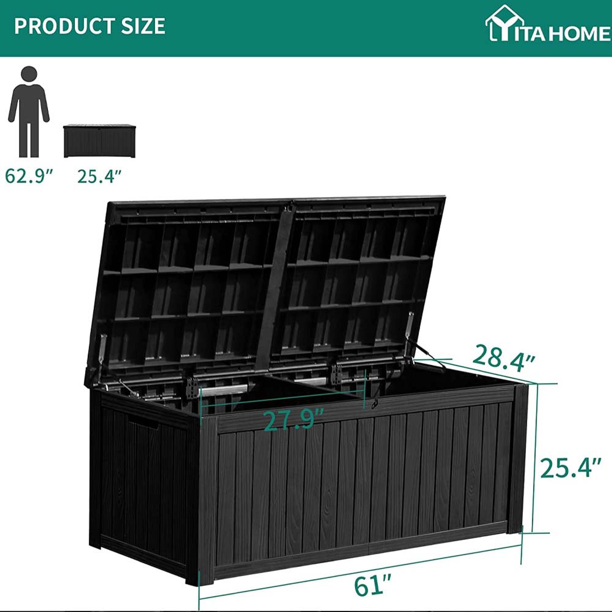 150 Gallon Deck Box 150 Gallon Outdoor Storage Deck Box – Waterproof ...