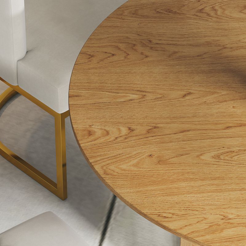 Milie 39 Inch Round Dining Table For 4 Light Walnut Wood Tabletop ...