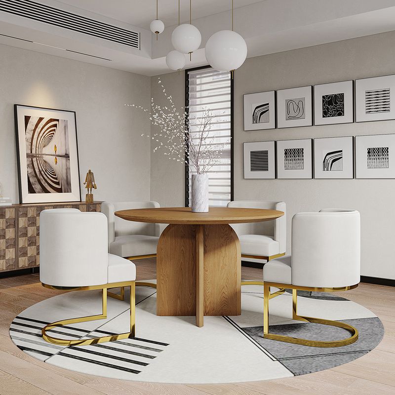 Milie 39 Inch Round Dining Table For 4 Light Walnut Wood Tabletop ...