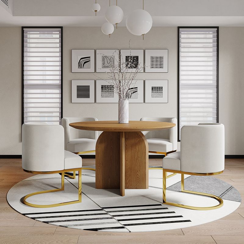 Milie 39 Inch Round Dining Table For 4 Light Walnut Wood Tabletop ...