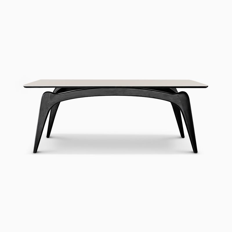 Hernest | Modern Rectangle Black Wood Dining Table with Sintered Stone ...