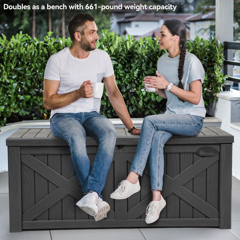 Yitahome | 120 Gallon Dark Grey Large Resin Pool Deck Box in Waterproof ...