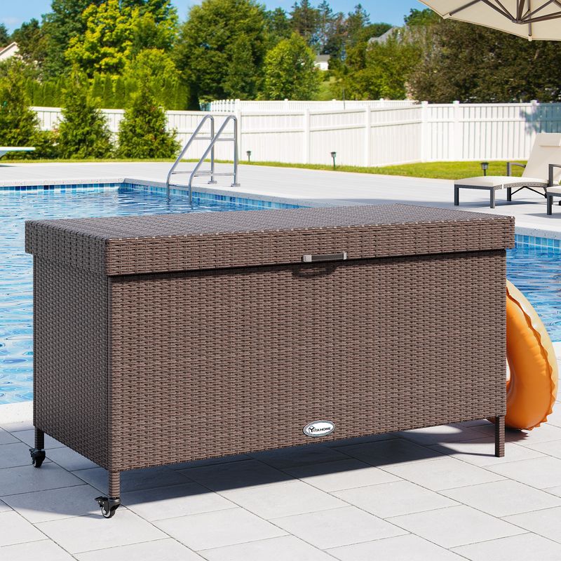 Yitahome | 200 Gallon Brown Outdoor Rattan Best Deck Boxes Waterproof ...