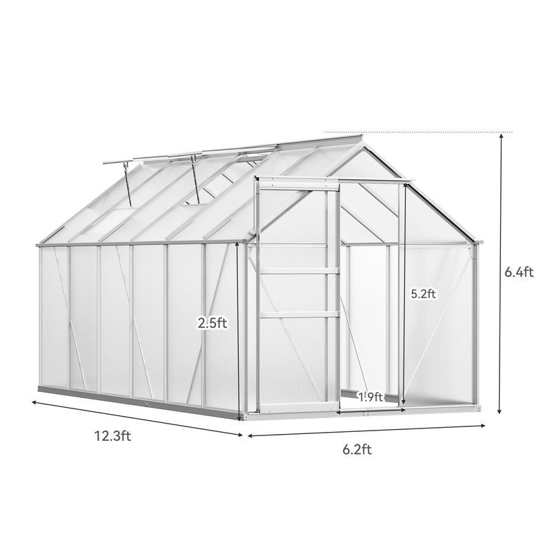Yitahome | 6 x 12 FT Backyard Polycarbonate Greenhouse Kit with Sliding ...