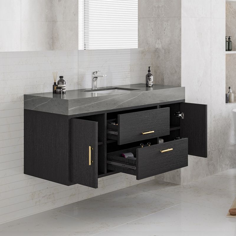 Yitahome | 48 Inch Bath Vanity Wall Mounted Bathroom Cabinet White ...