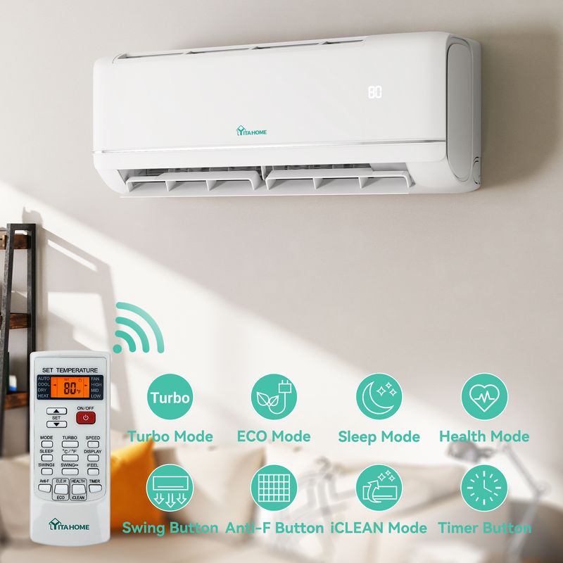 Yitahome 18 000 BTU 21 SEER2 Mini Split Air Conditioner With Heating Yitahome 18 000 BTU 21 SEER2 Mini Split Air Conditioner With Heating