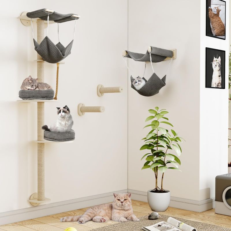 Yitahome | 78 inch Tall Cat Tree Wall Mounted with Hammock, 4 Tiers ...