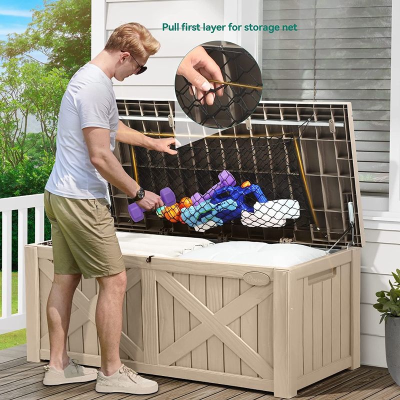 Yitahome | 120 Gallon Large Wooden Deck Box Outdoor Storage
