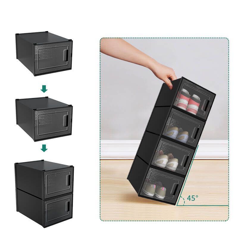 Yitahome | Medium Size 24 Pieces Transparent Shoe Storage Box Black