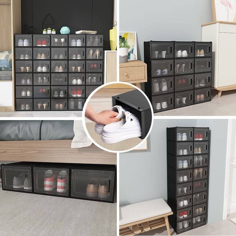 Yitahome | Medium Size 24 Pieces Transparent Shoe Storage Box Black