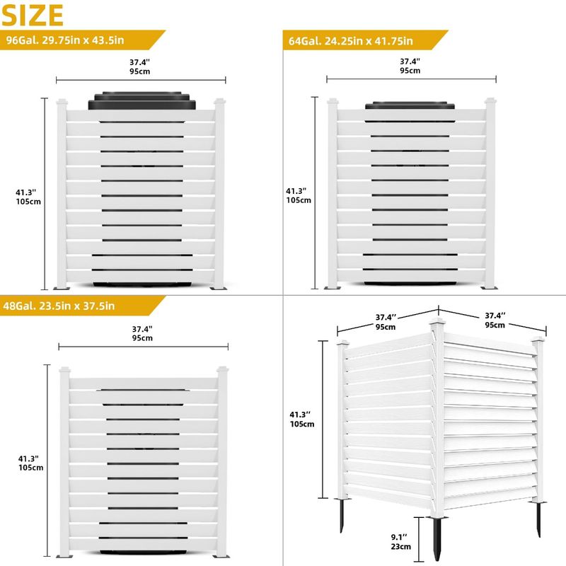 Yitahome | 2 Panels 37 Inch X 41 Inch Hips Outdoor Louver Privacy Fence ...