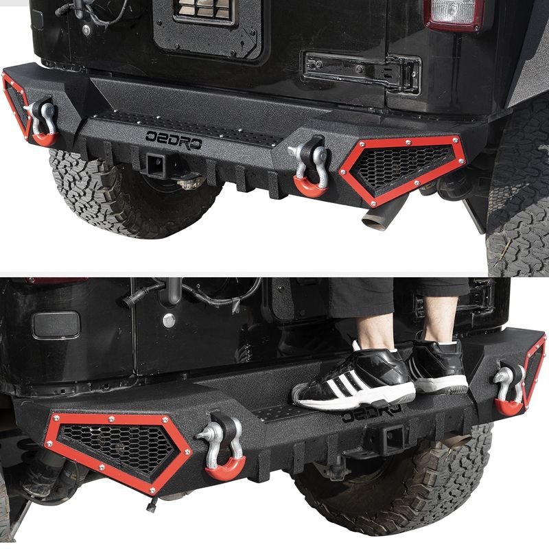 OEDRO Rear Bumper For 2007-2018 Jeep Wrangler JK & Unlimited JKU (2/4 ...